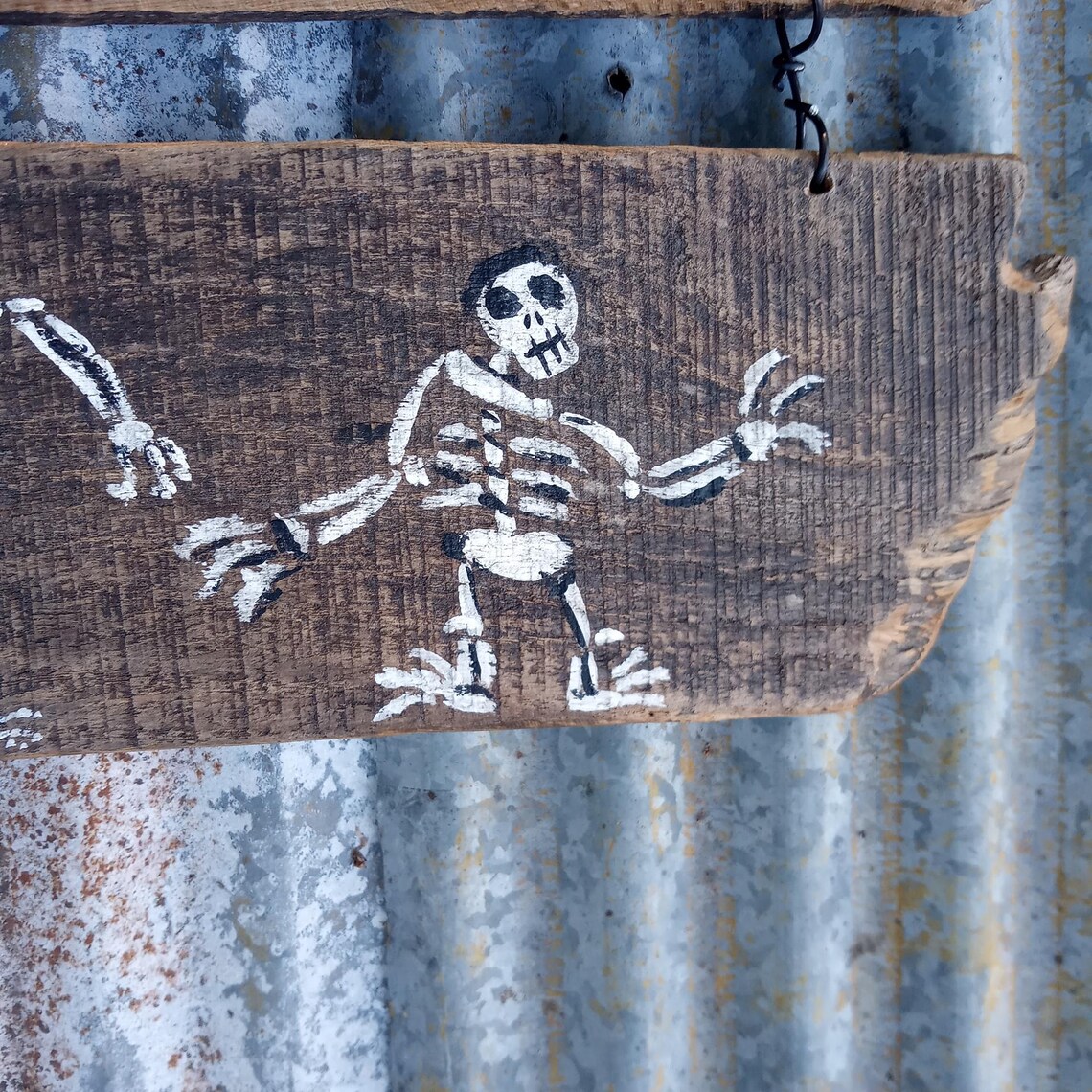 Primitive Folk Art Beware Sign With Ghost and Skeletons on Rustic ...