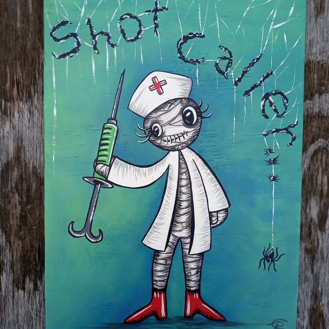 Funky Folk Art Mummy Nurse Painting: Spooky Halloween Decor - Etsy