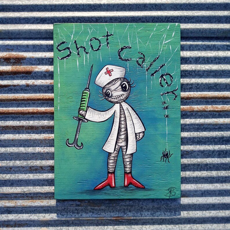 Funky Folk Art Mummy Nurse Painting: Spooky Halloween Decor - Etsy