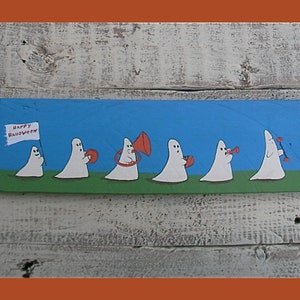Primitive Halloween Folk Art Ghost Marching Band Parade Original ...