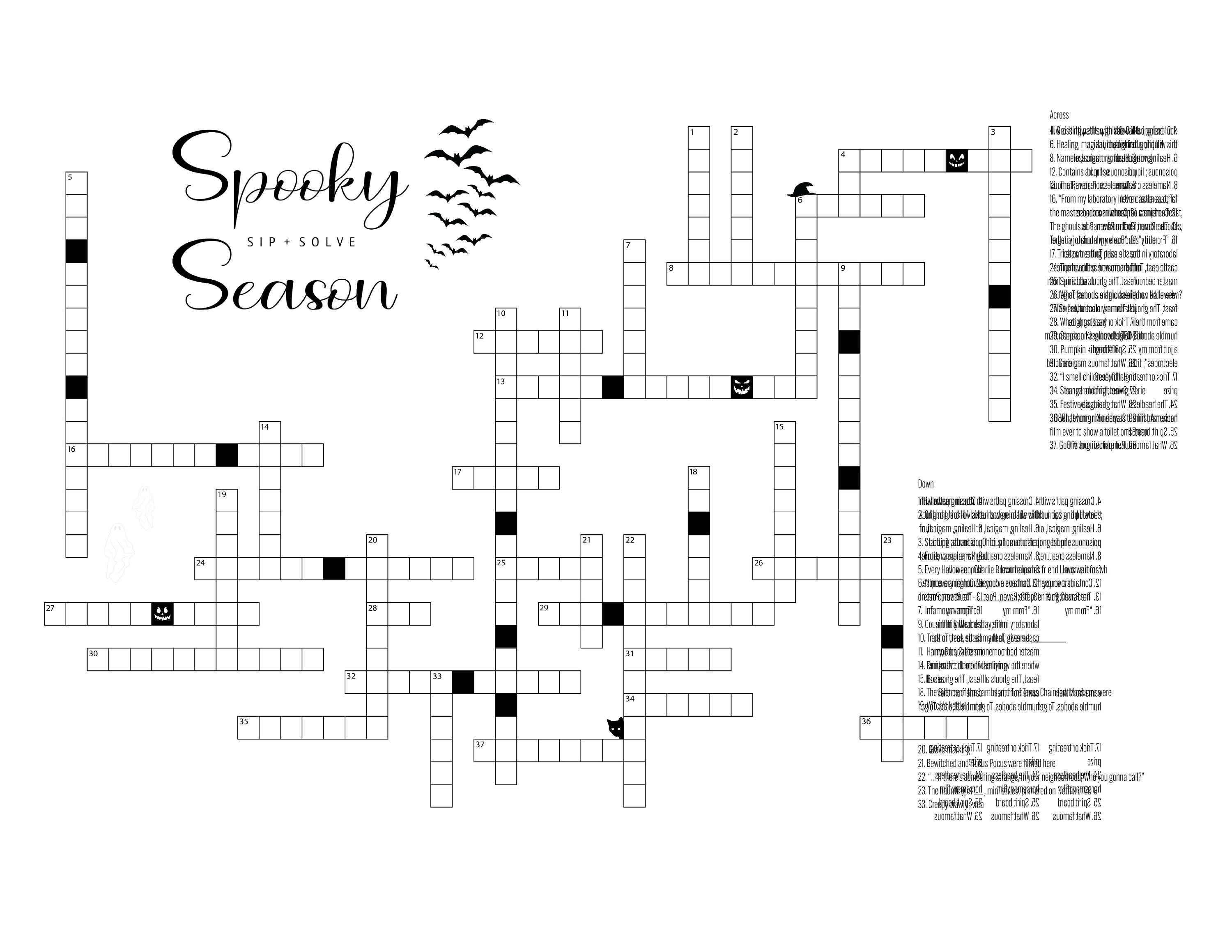 Halloween Giant Crossword Puzzle, Crossword Puzzle, Halloween Party ...
