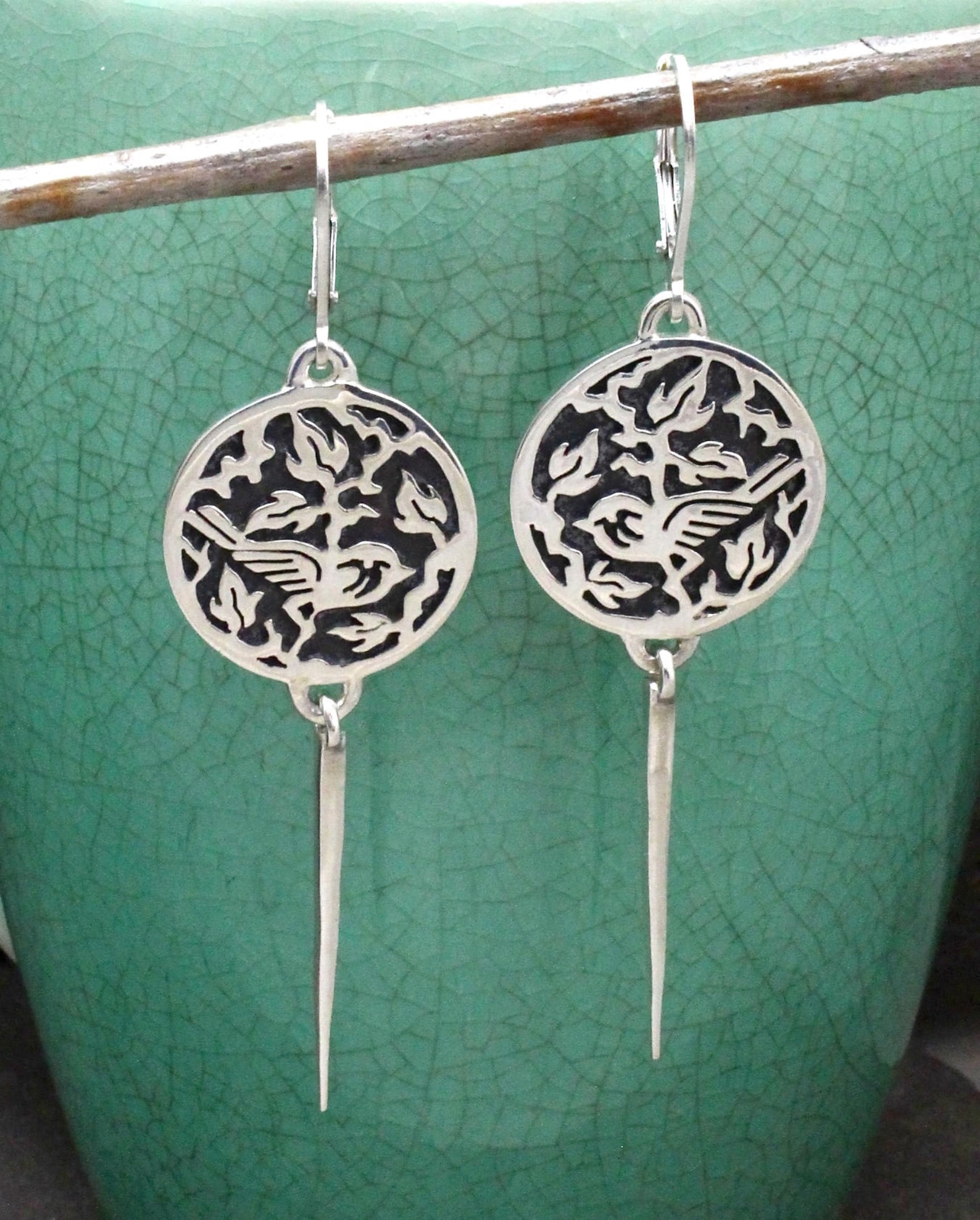 Bird Cutout and Spike Earrings in Sterling Silver - Etsy