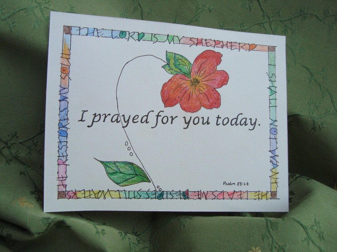 I Prayed for You Today - a Single Folded Prayer Card With Matching ...