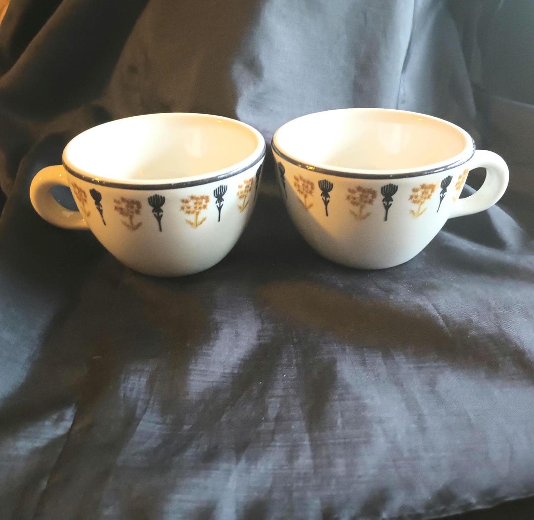 Vintage Caribe Diner Style Cups, MCM Set of 2 Heavy Coffee Mugs From ...