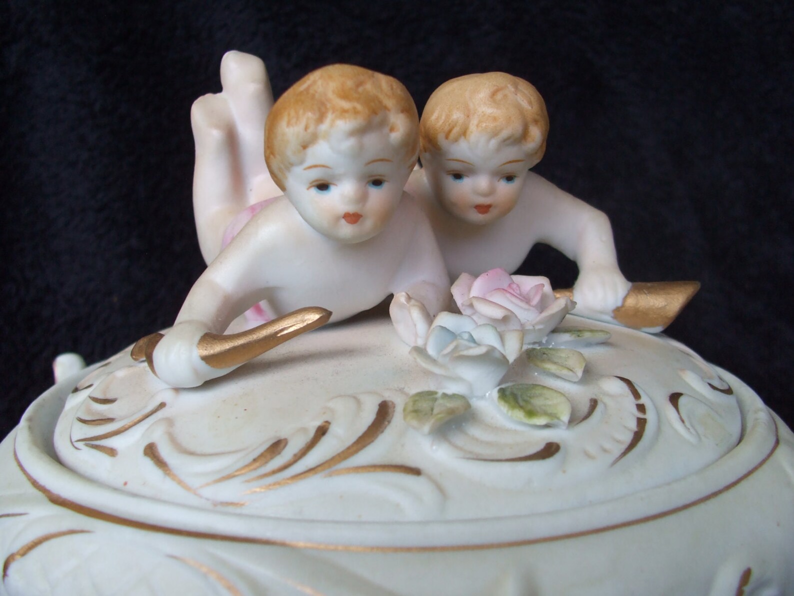 Vintage Flying Cherubs Covered Bisque Box - Etsy