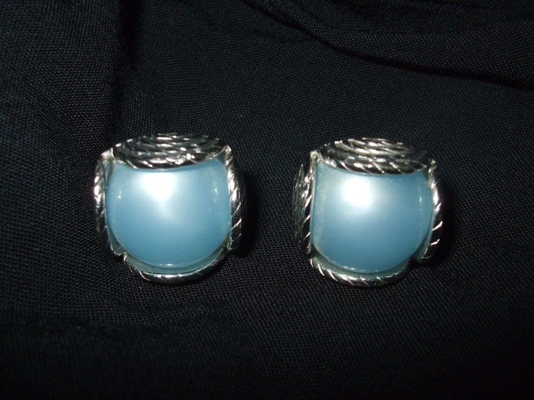 Vintage Swank Moonglow Cufflinks, Light Blue Plastic MCM Style Cuff ...