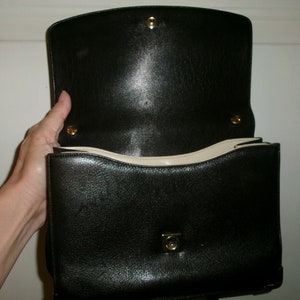 Vintage Koret Black Leather Pocketbook, 2 Tone Hardware Purse, Mid ...