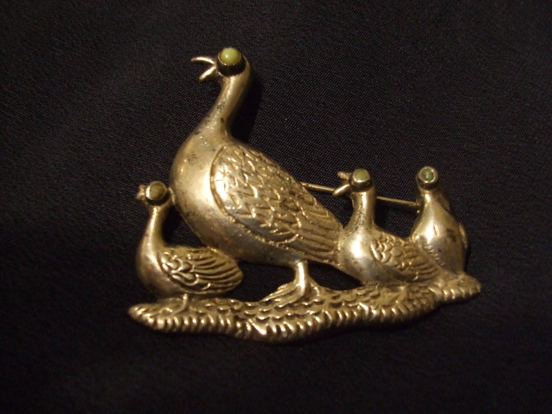 Vintage Sterling Silver Pin, Mother Goose or Duck and Babies Older ...