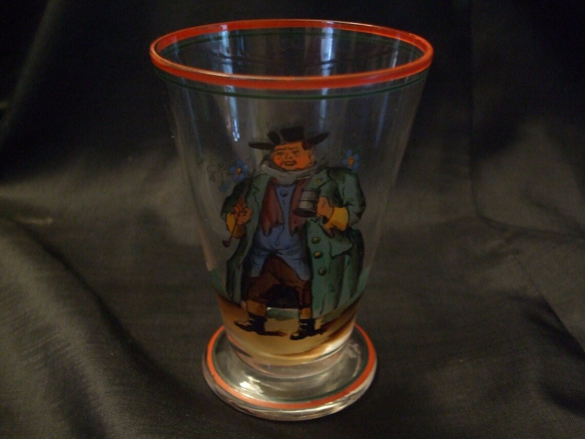 Vintage Tony Weller Czech Cordial Glass With Painted Stripes Decor - Etsy
