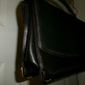Vintage Koret Black Leather Pocketbook, 2 Tone Hardware Purse, Mid ...