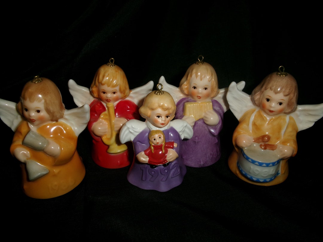Vintage Goebel Christmas Angel Bell Ornaments, Signed Christmas Bells ...
