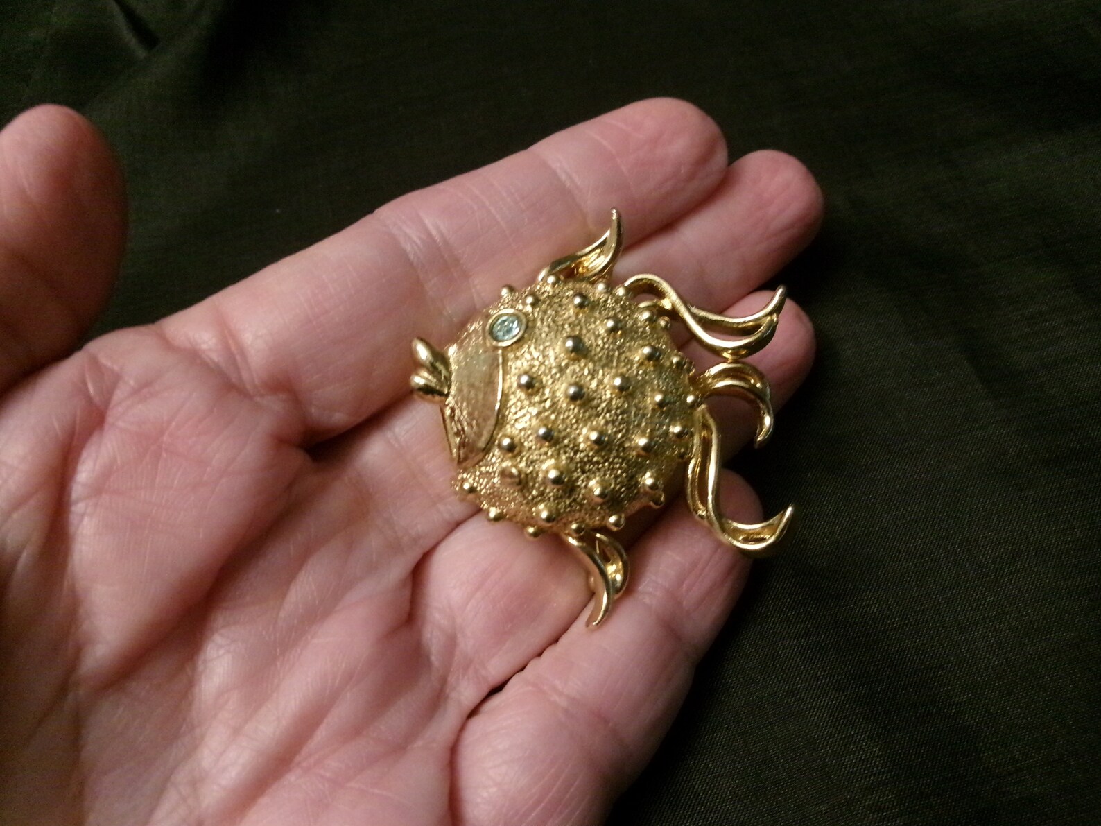Vintage Puffer Fish Brooch, Solid Fragrance Fuller Brush Pin, Goldtone ...