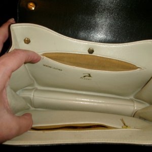 Vintage Koret Black Leather Pocketbook, 2 Tone Hardware Purse, Mid ...