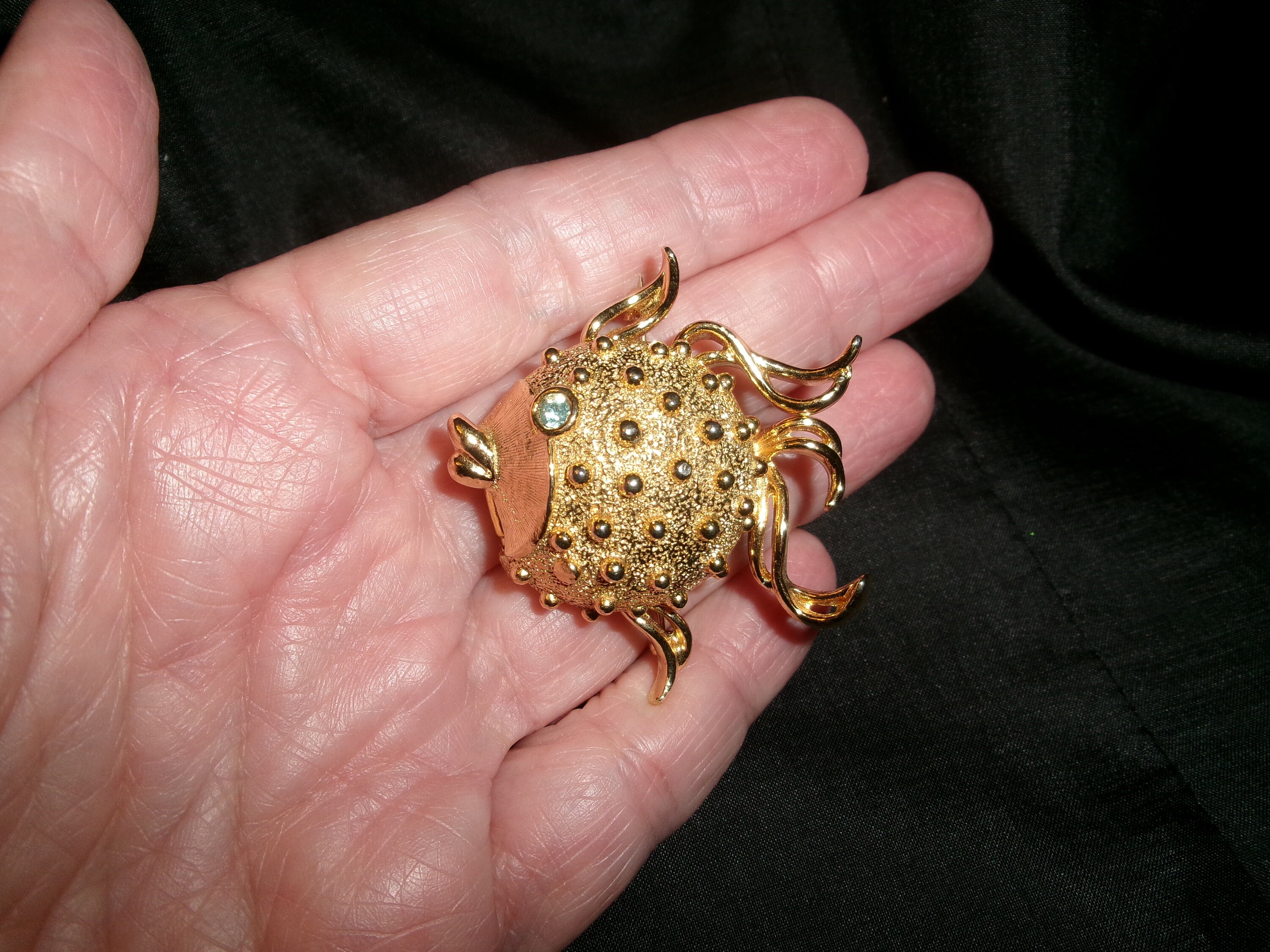 Vintage Puffer Fish Brooch, Solid Fragrance Fuller Brush Pin, Goldtone ...