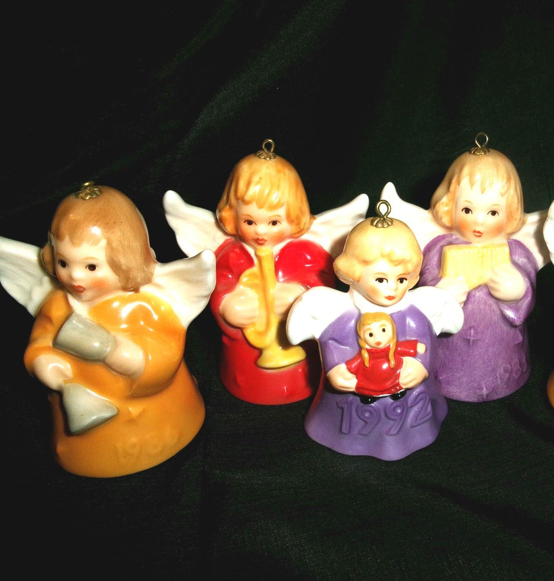 Vintage Goebel Christmas Angel Bell Ornaments, Signed Christmas Bells ...