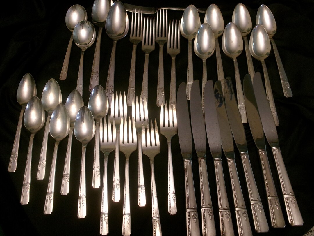 Vintage Prestige Plate Grenoble Silverplate Set, Art Deco 1938 Spoons ...