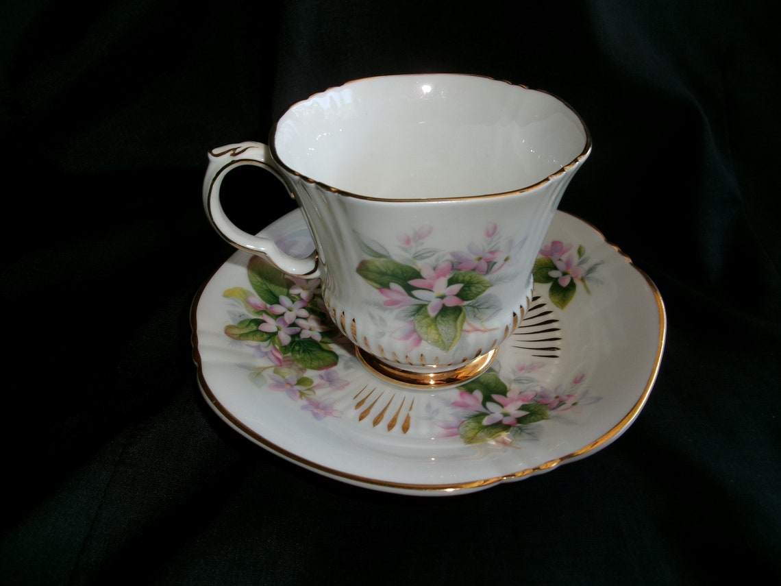 Vintage Mayflower Pattern Cup and Saucer, Royal Adderley Canadian ...