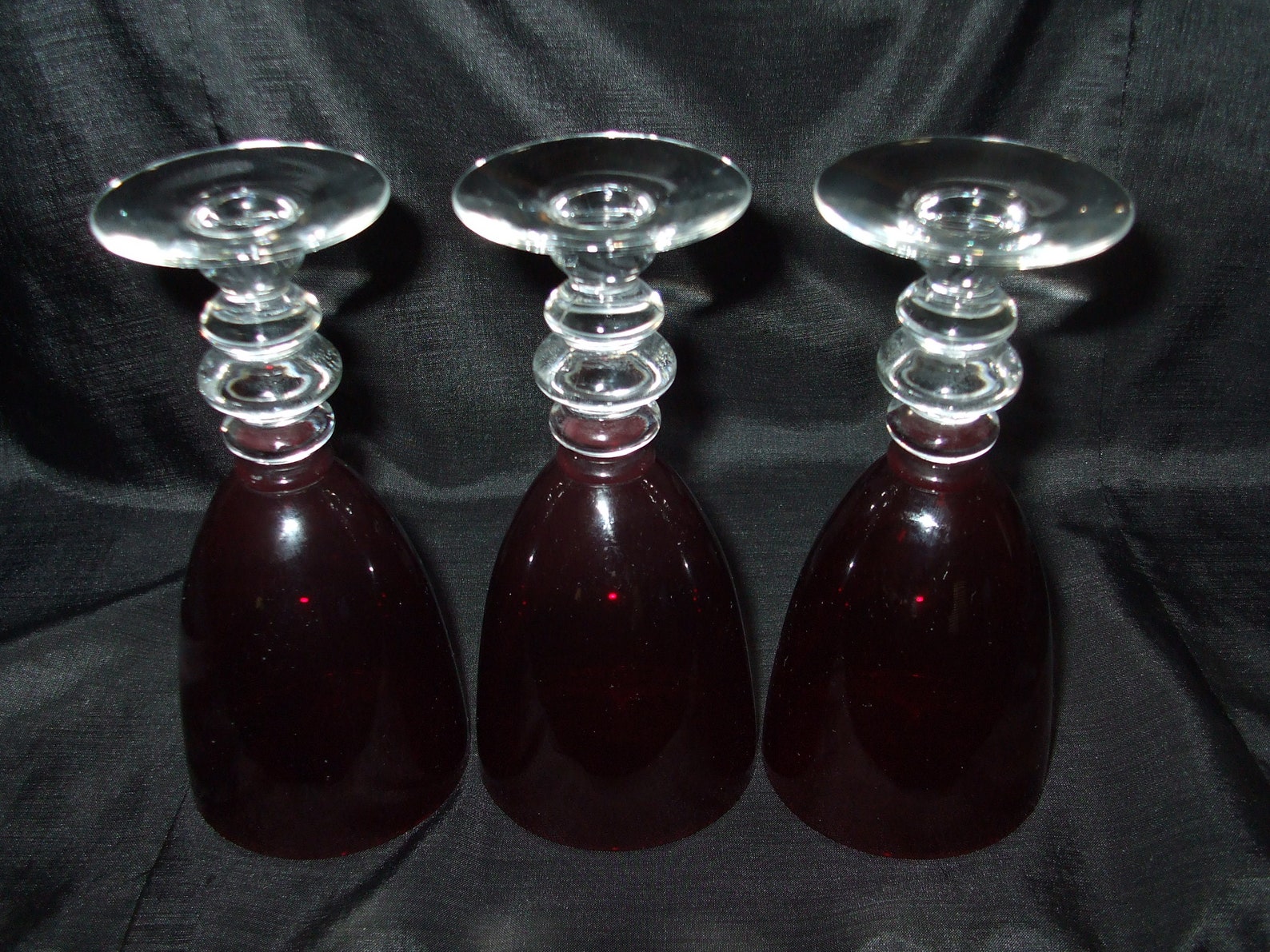 Vintage Ruby Red Art Deco Wine Glasses, Duncan Miller Circa 1950 ...