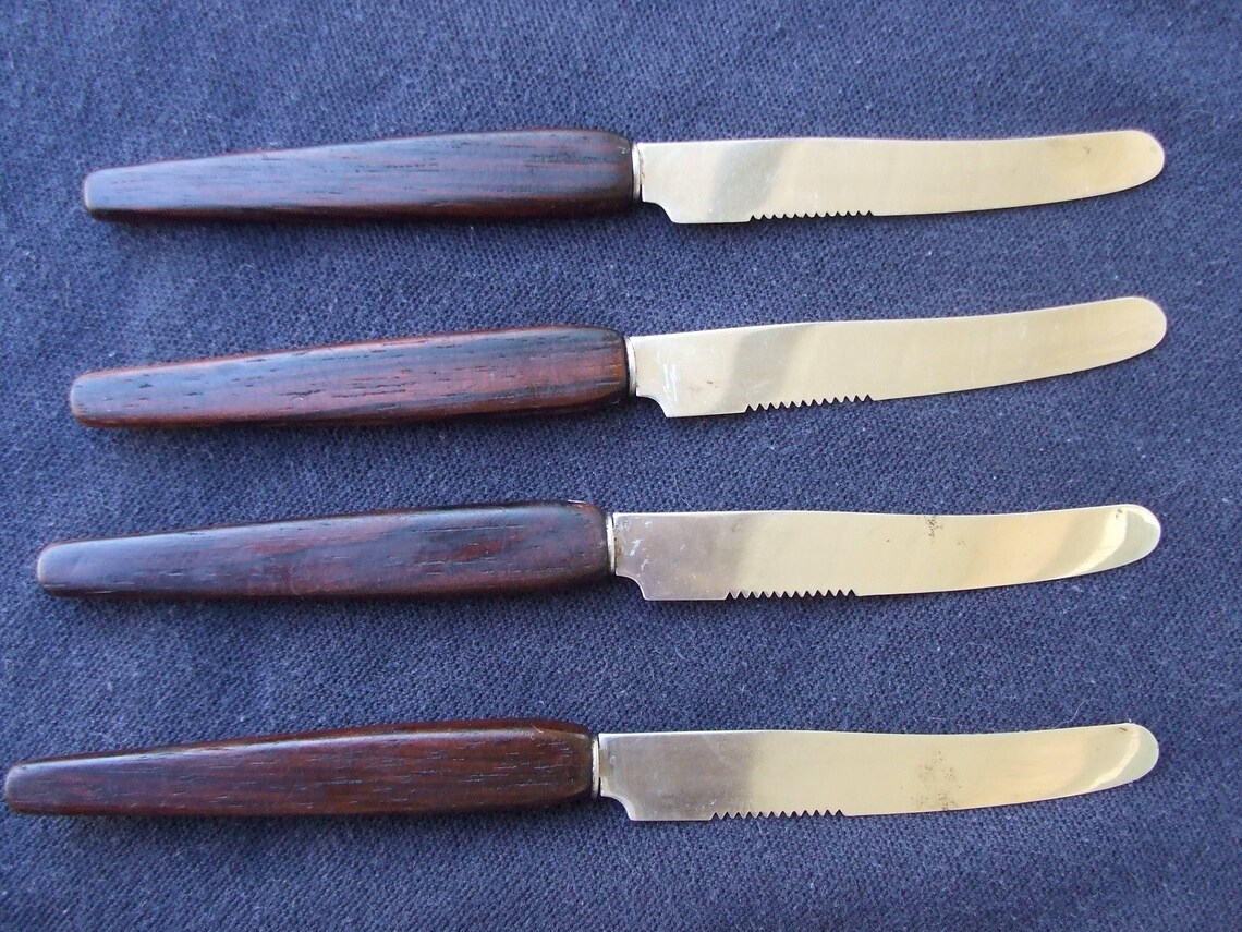 Set of 4 Vintage Stainless and Wood Cocktail Knives Vintage - Etsy