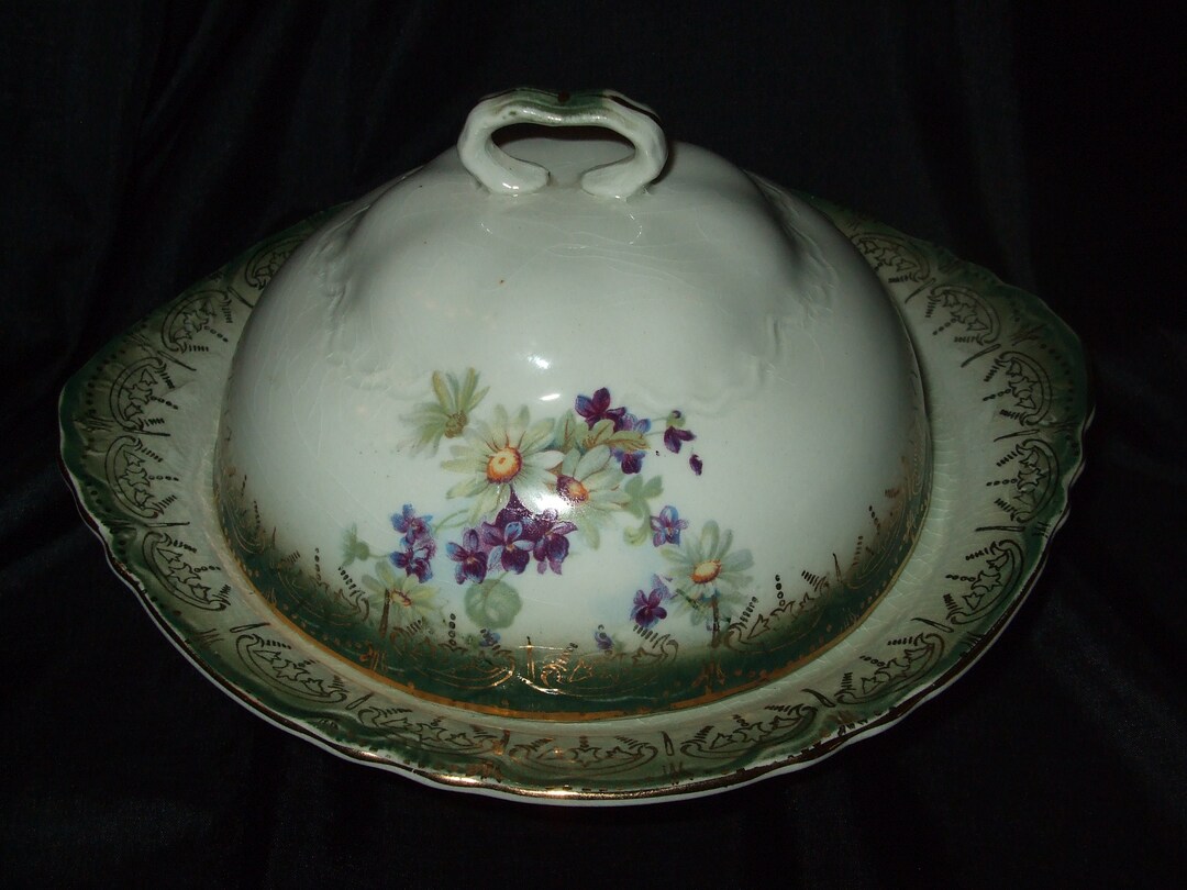 Vintage Saxon China Floral Butter Dish or Covered Cheese Dish, Daisies ...