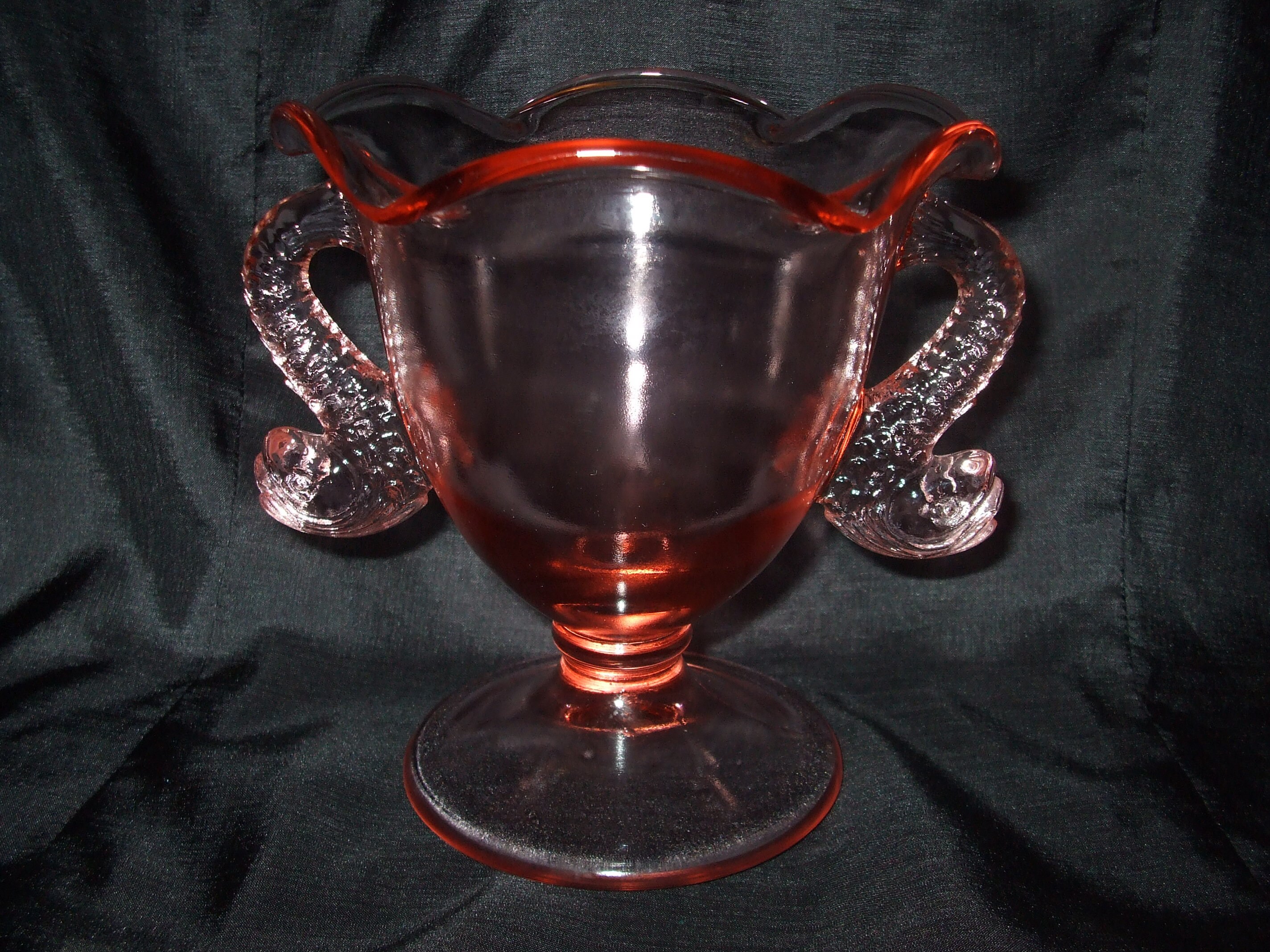 Vintage Fenton Pink Glass Dolphin Handle Compote Fenton - Etsy