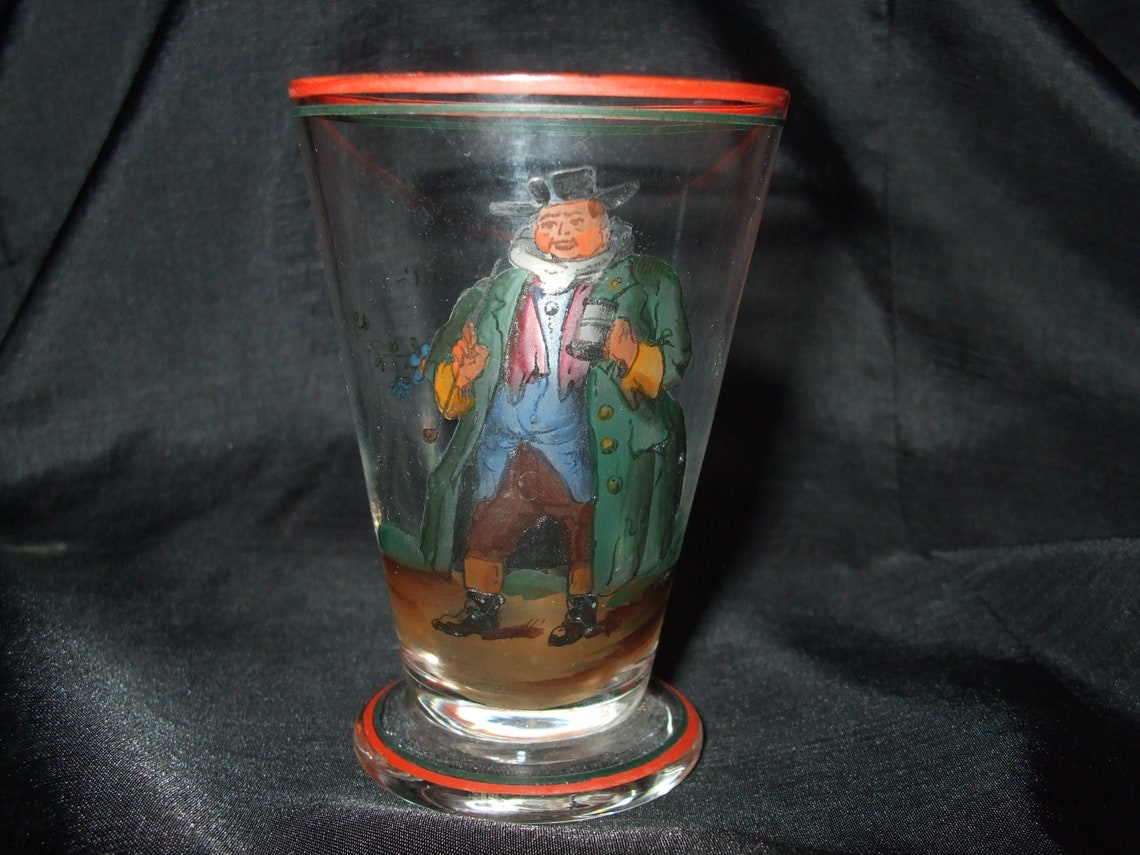 Vintage Tony Weller Czech Cordial Glass With Painted Stripes Decor - Etsy