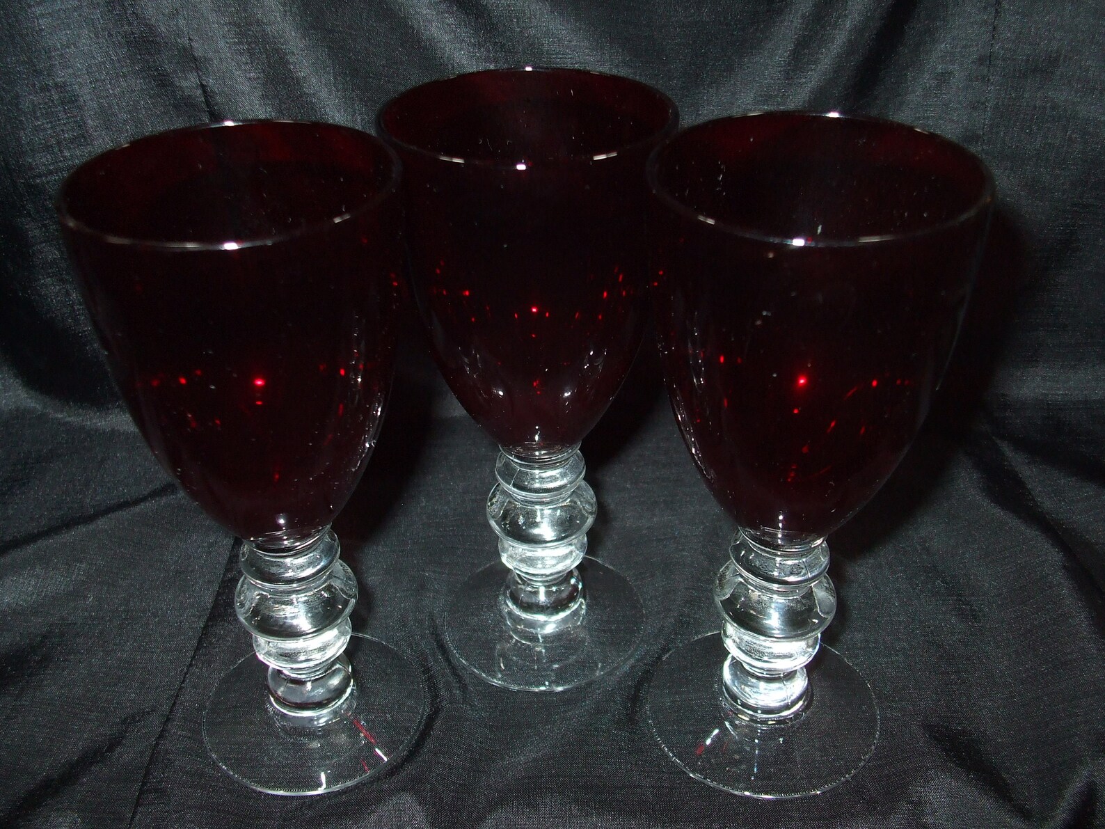 Vintage Ruby Red Art Deco Wine Glasses, Duncan Miller Circa 1950 ...