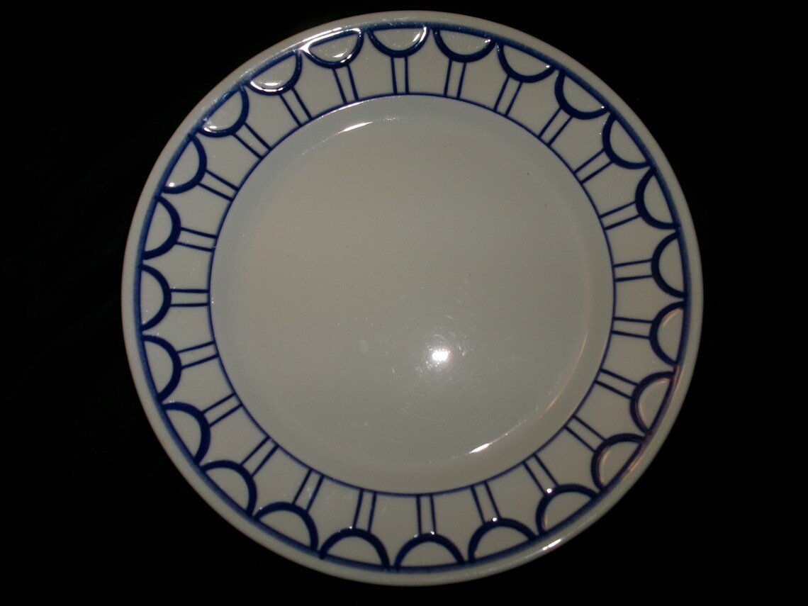 Vintage Rorstrand Large Plate, Made in Sweden, Blue and White Graphic ...