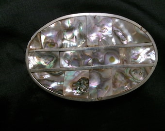 Mexico Vintage Belt Buckle Abalone Shell Alpaca - Etsy