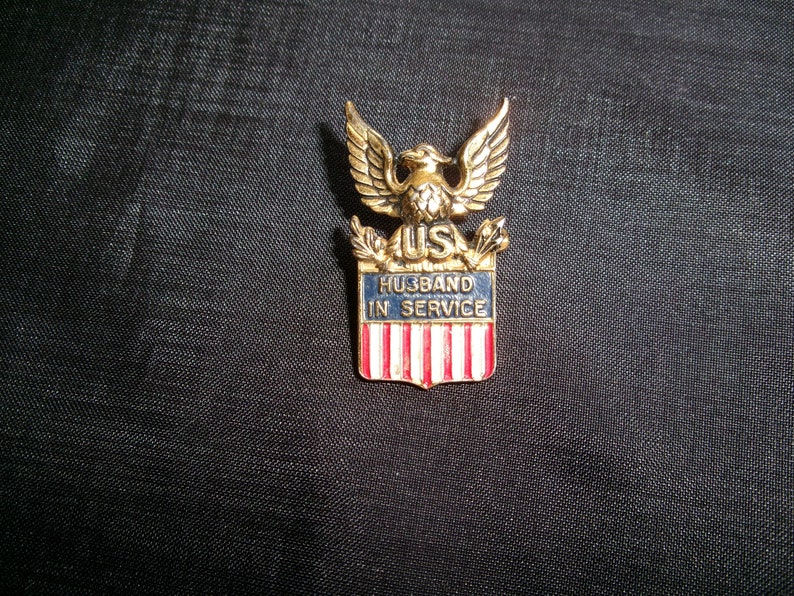 Vintage Coro USA Pin, Husband in Military Pin, Sterling Red White and ...