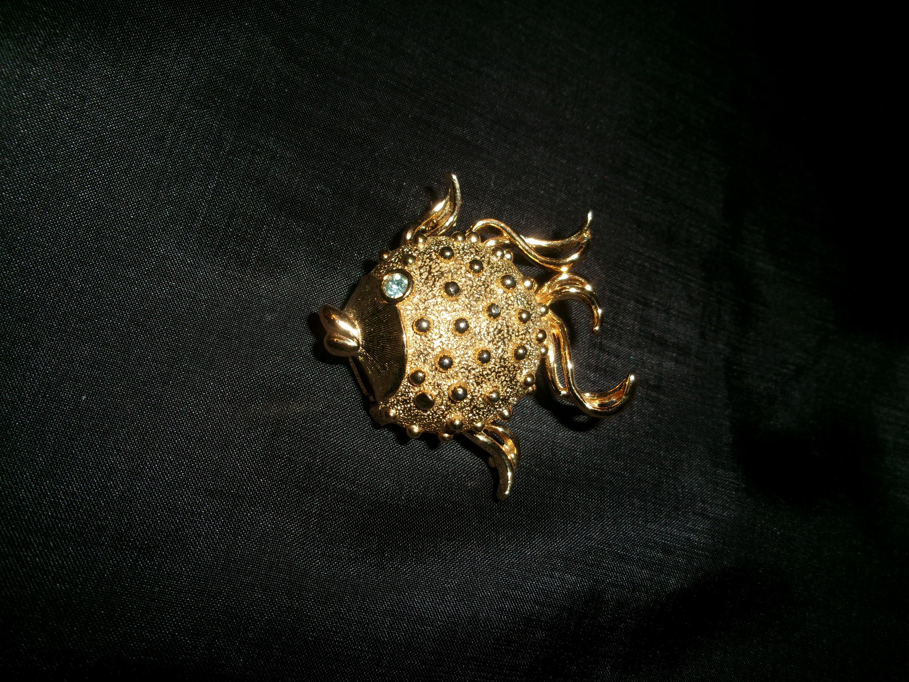 Vintage Puffer Fish Brooch, Solid Fragrance Fuller Brush Pin, Goldtone ...