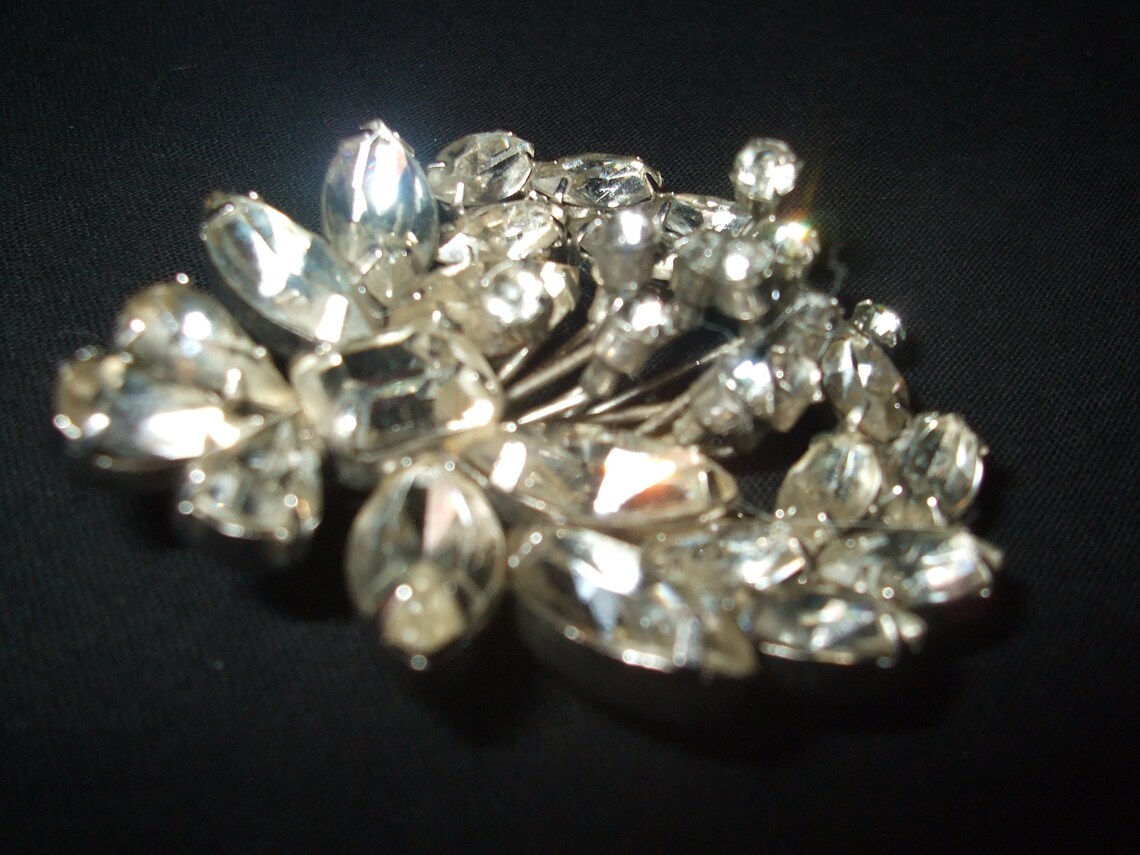 Vintage Weiss White Rhinestone Brooch HTF Signed Large | Etsy