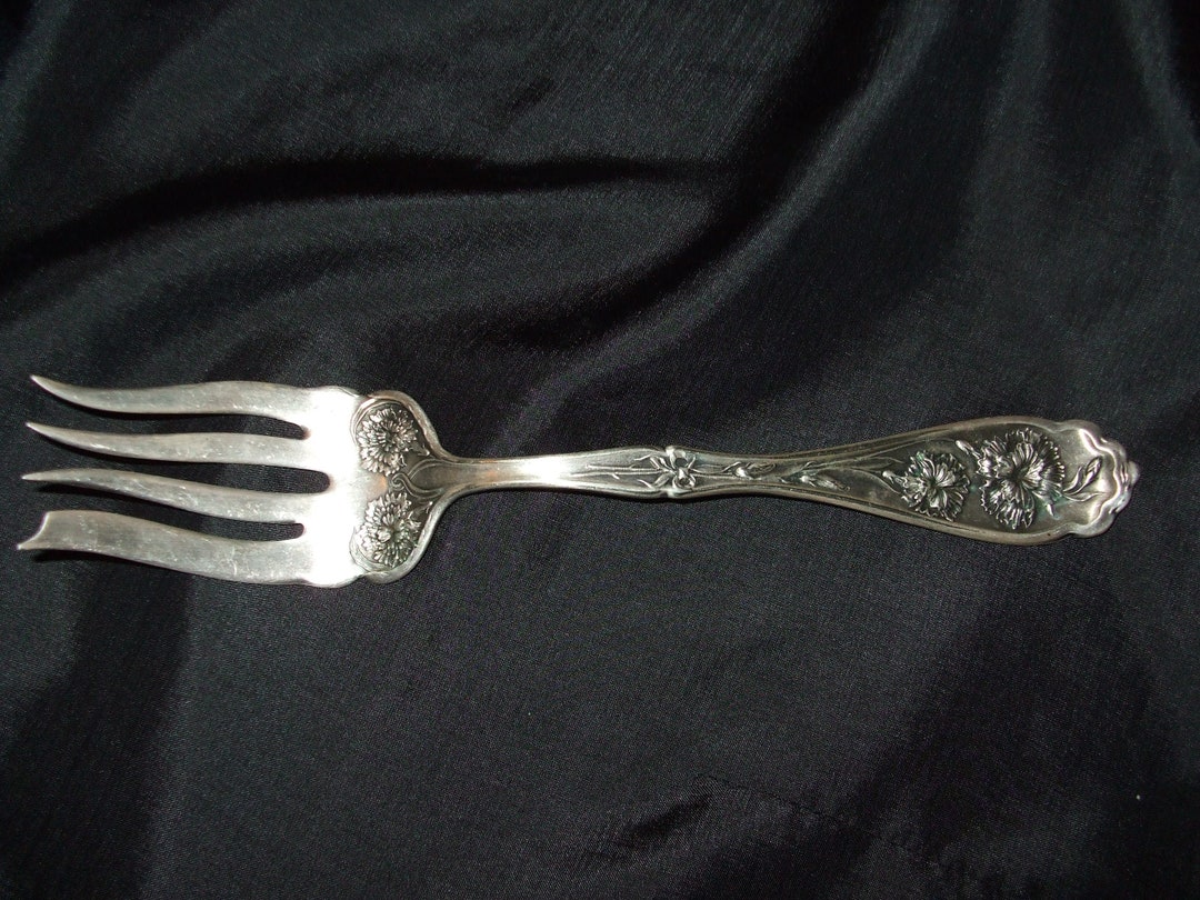 Antique Carnation Pattern Serving Fork, Vintage Oneida Medium Cold Meat ...