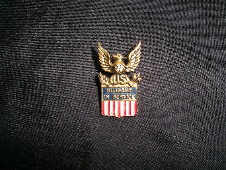 Vintage Coro USA Pin, Husband in Military Pin, Sterling Red White and ...