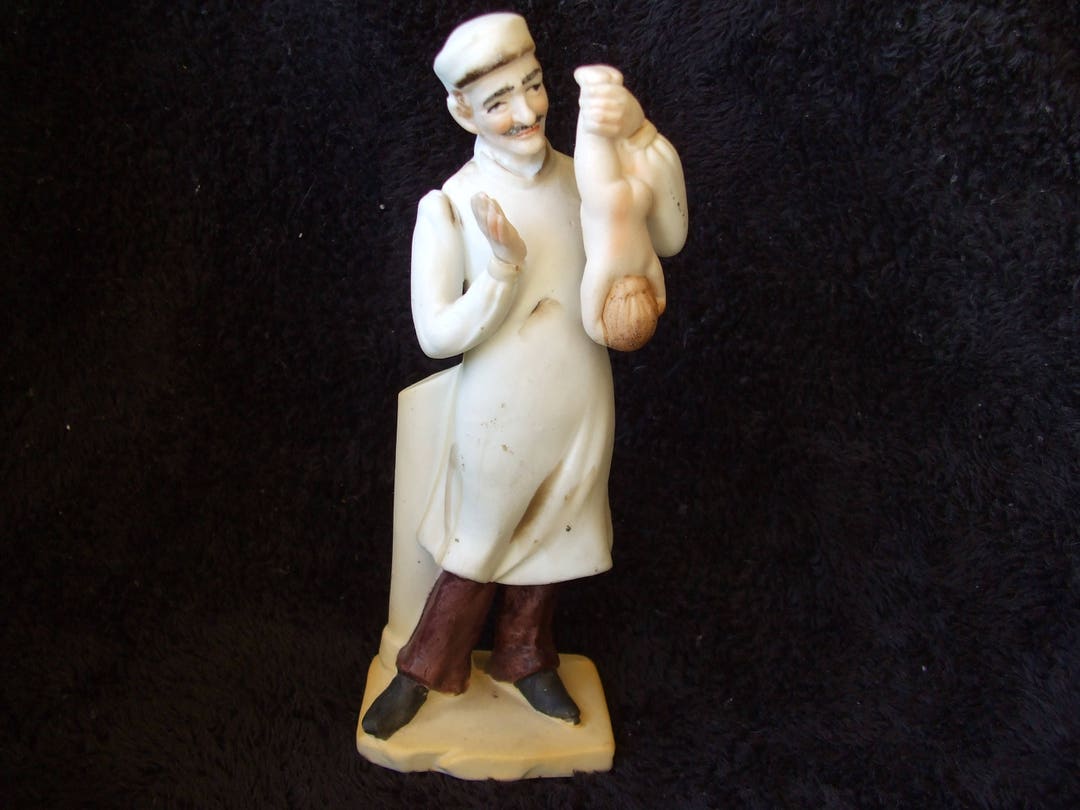 Vintage Doctor and New Baby Figurine , Bisque Old Obstetrician Spanking ...