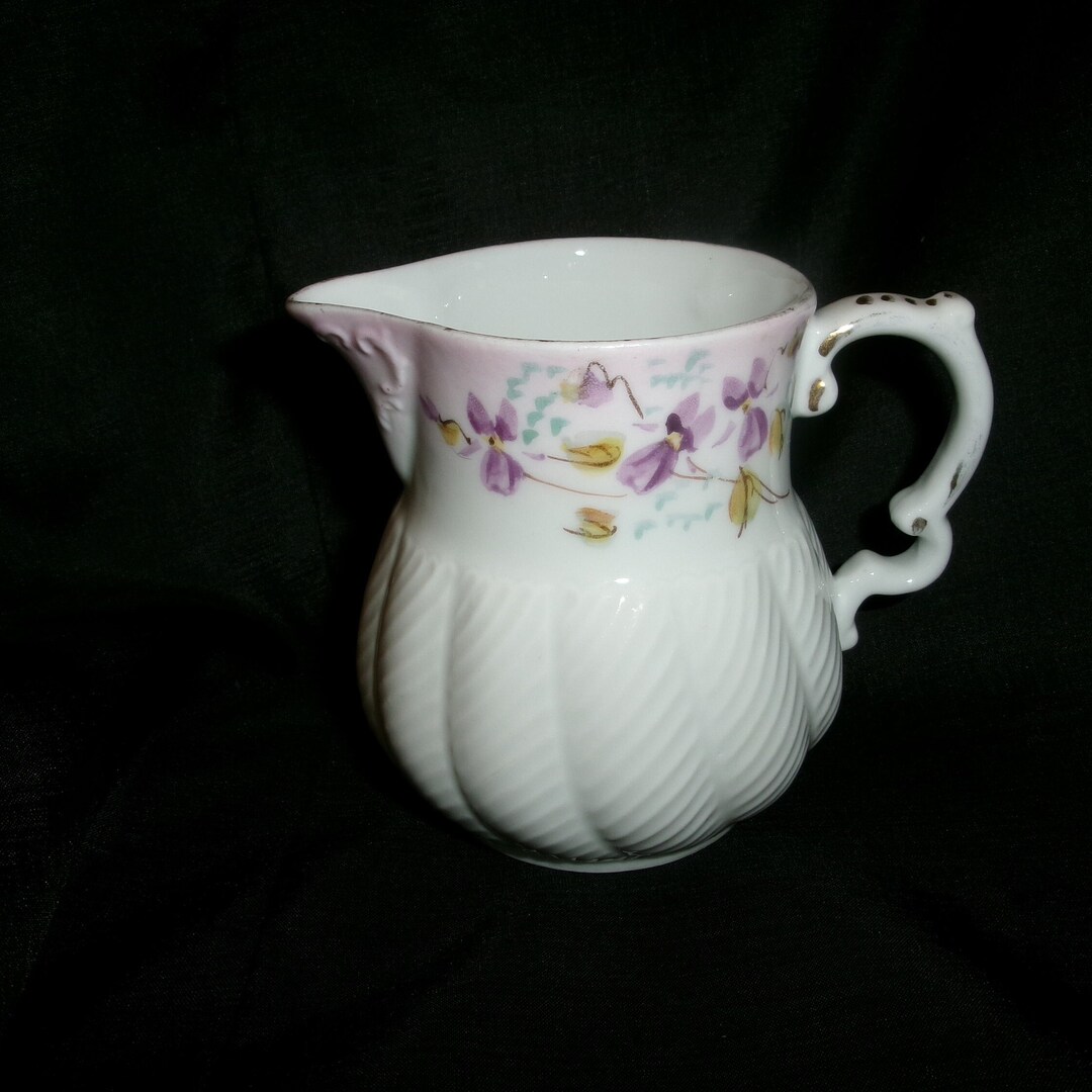 Antique Hand Painted Violets Creamer, Old Vintage Cream Pitcher With ...