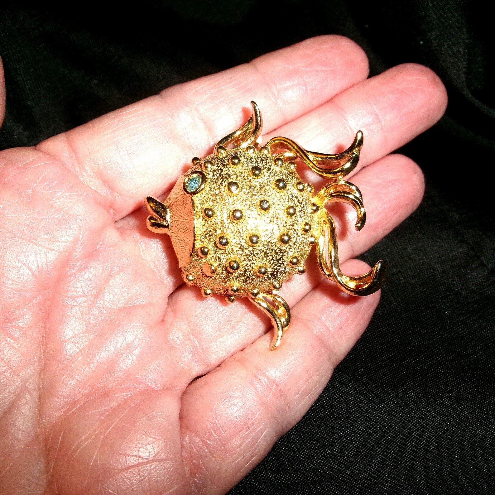 Vintage Puffer Fish Brooch, Solid Fragrance Fuller Brush Pin, Goldtone ...