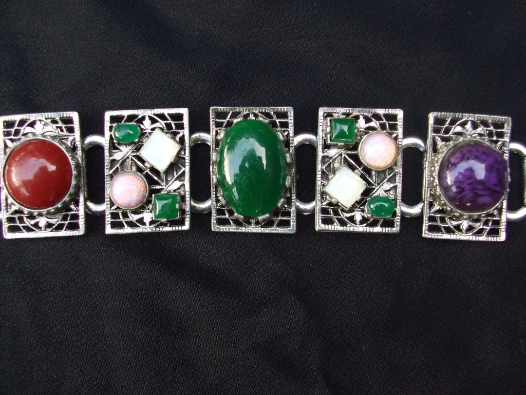 Vintage Huge Chunky Mod Bracelet , Costume Jewelry , Old Unsigned 5 ...