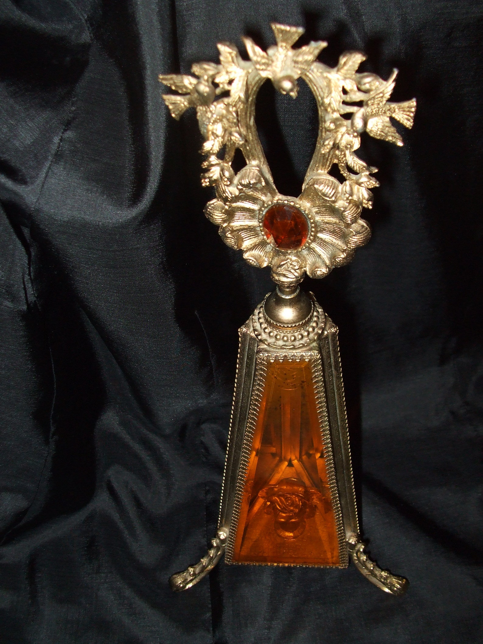 Vintage Hollywood Regency Perfume Bottle Golden Floral With - Etsy