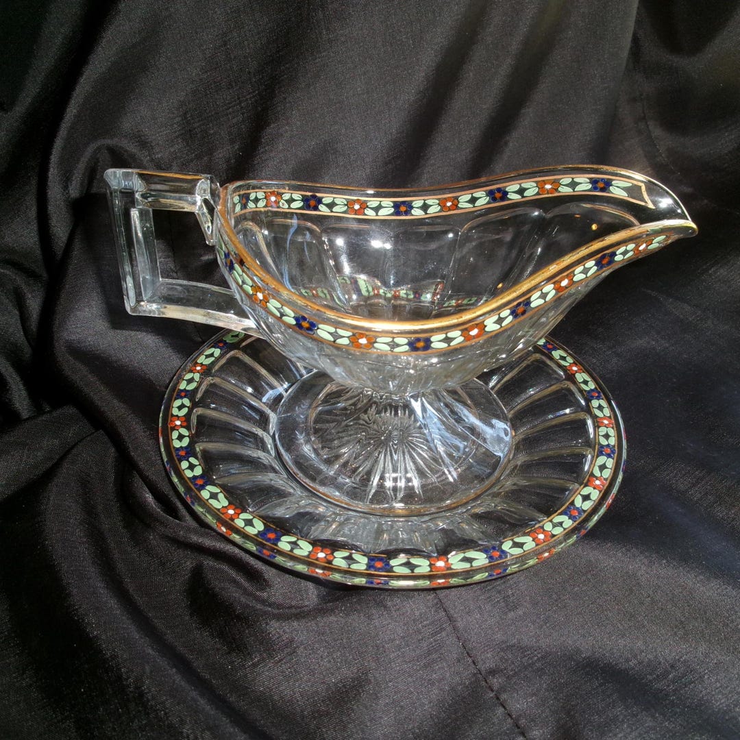Vintage Heisey Glass Gravy Boat and Underplate, Set of 2 Pieces, Rare ...