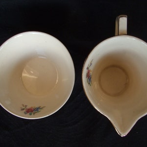 H K Tunstall English China Floral Sugar and Creamer Art Deco Shape With ...