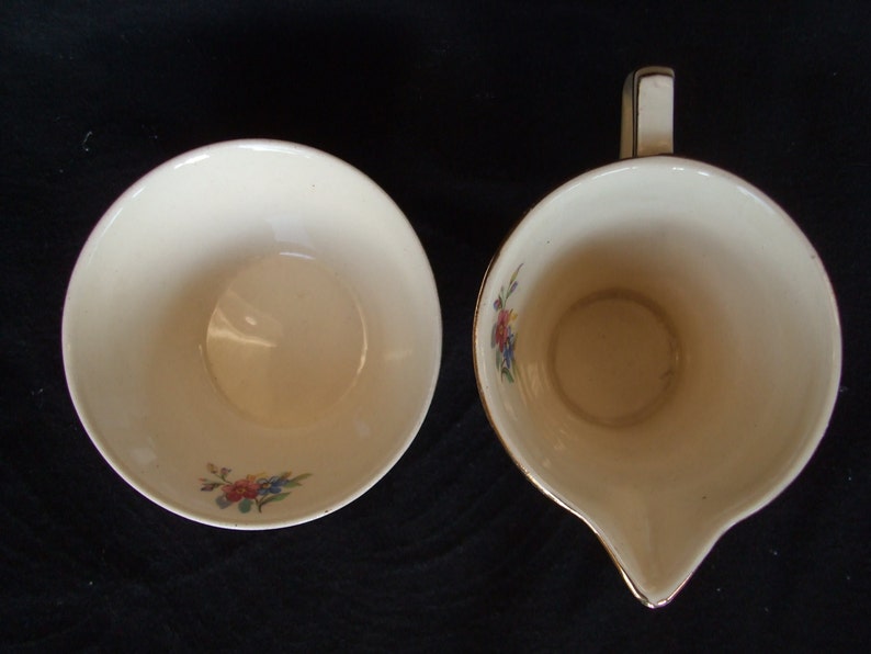 H K Tunstall English China Floral Sugar and Creamer Art Deco Shape With ...