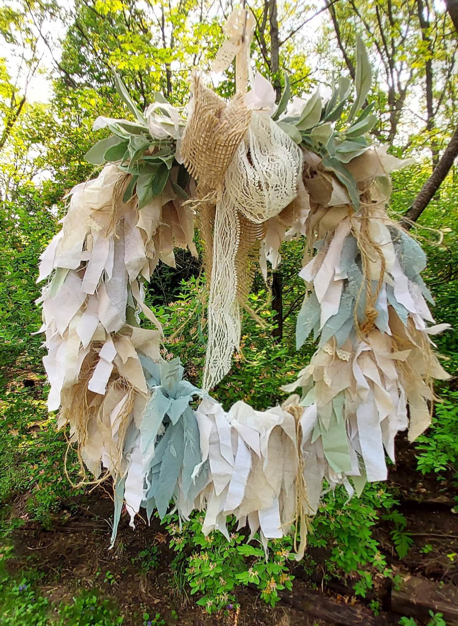 Shabby Tattered Rag Wreath Floral Farmhouse French Country Vintage ...