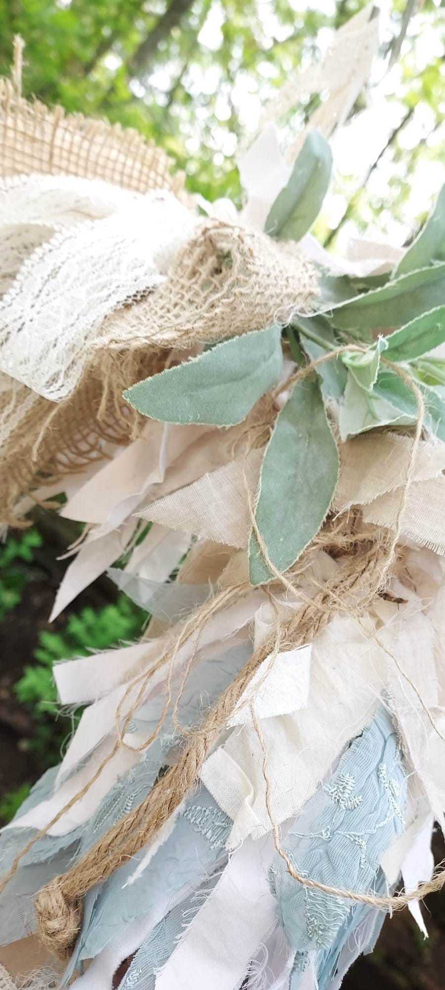 Shabby Tattered Rag Wreath Floral Farmhouse French Country Vintage ...