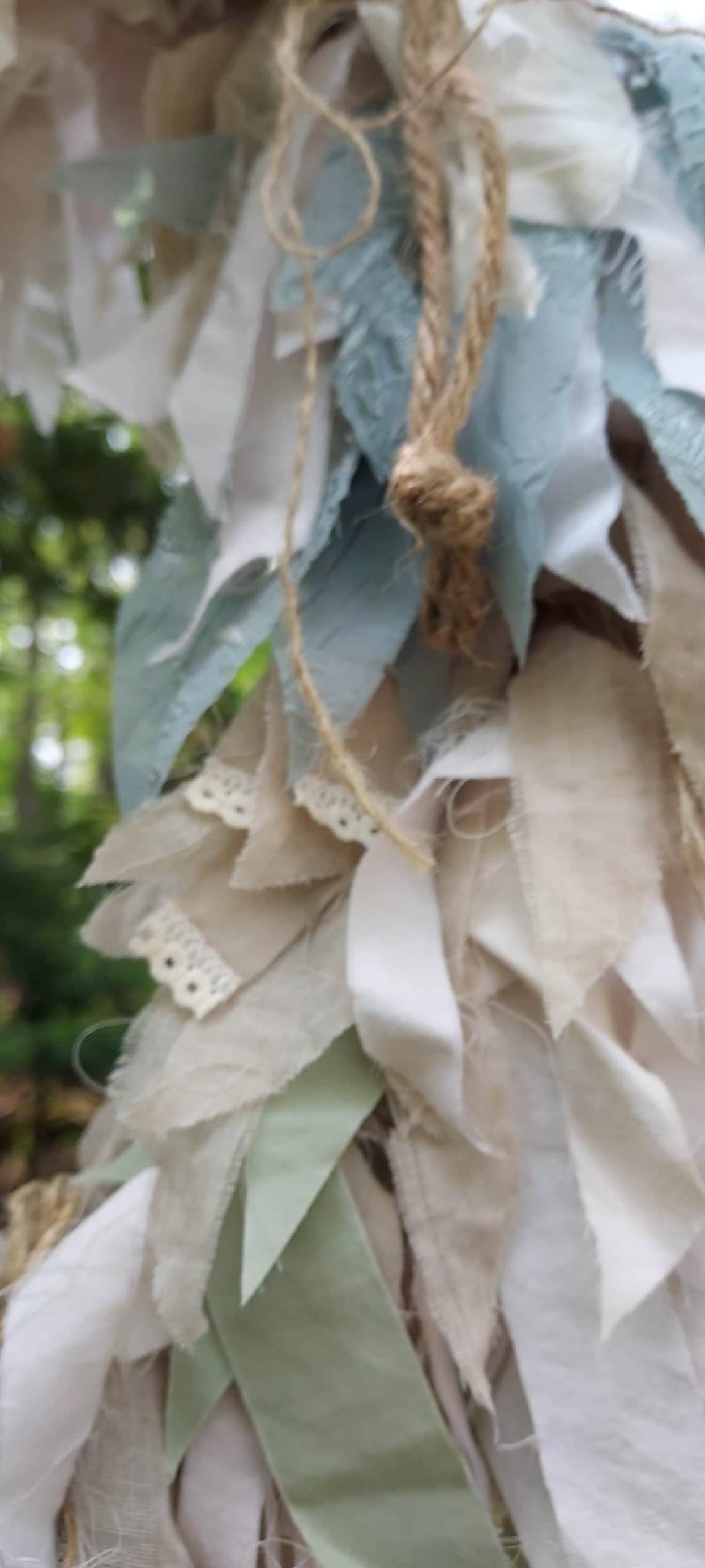 Shabby Tattered Rag Wreath Floral Farmhouse French Country Vintage ...