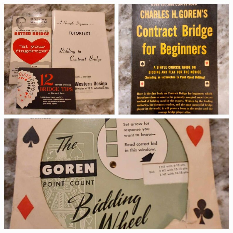 Vintage Bridge Lot Bundle Charles H. Goren Books Auto Bridge Leather ...