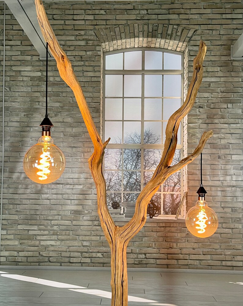 Floor Lamp Wooden Lighting LED From Decorative Old Oak Branch - Etsy