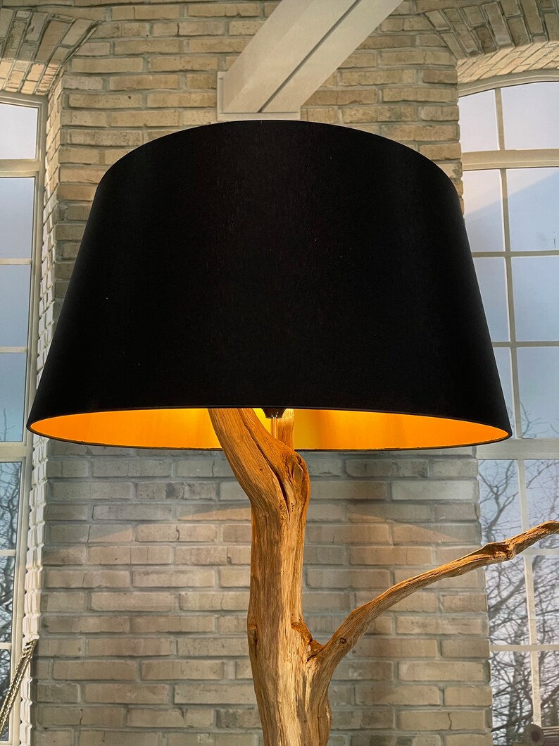 Floor Lamp Wooden Lighting Lamp of Decorative Old Oak Branch on Natural ...