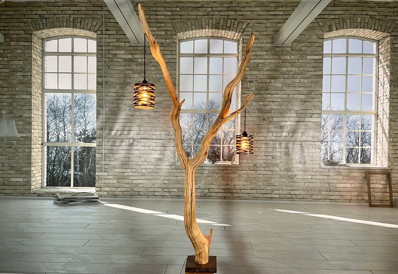 Floor Lamp Wooden Lighting LED From Decorative Old Oak Branch - Etsy