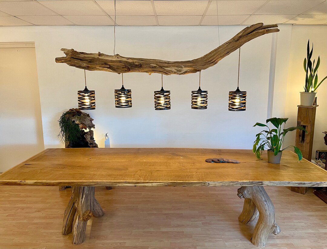 Ceiling Lamp, Wooden Lighting, Driftwood Lamp Made of 200 Cm Long Old ...
